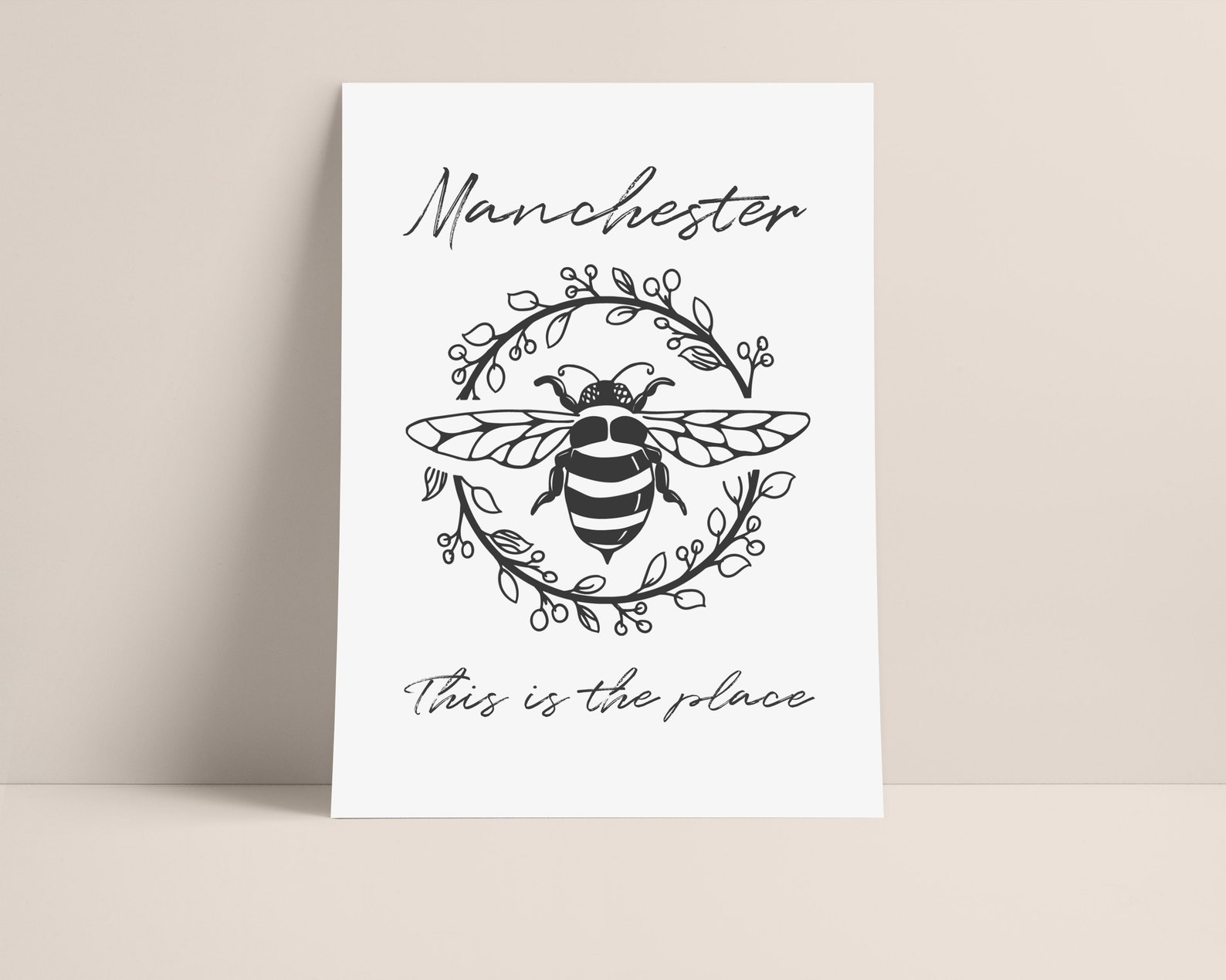 Manchester Bee Print Manchester A4 Wall Print Print for - Etsy