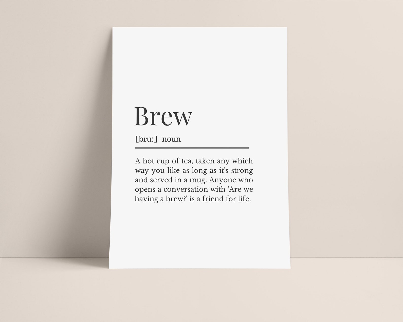 Brew Word Definition Northern Humour Wall Print Gift for a - Etsy UK