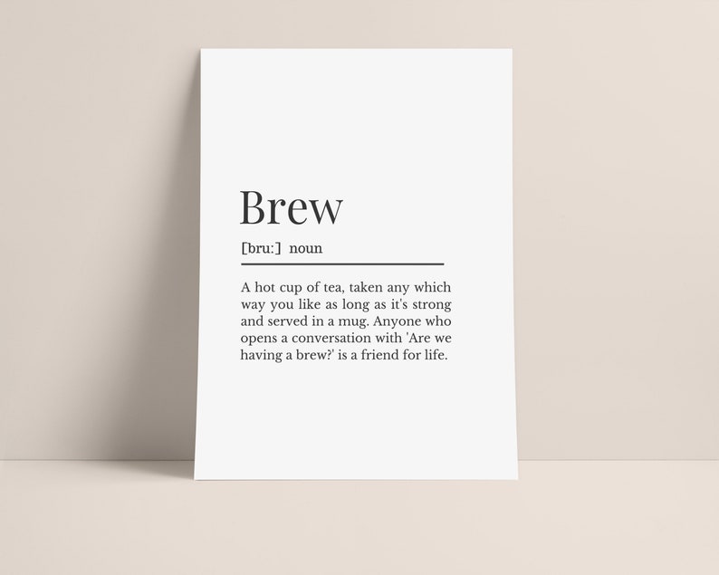 Brew Word Definition Northern Humour Wall Print Gift for a - Etsy UK