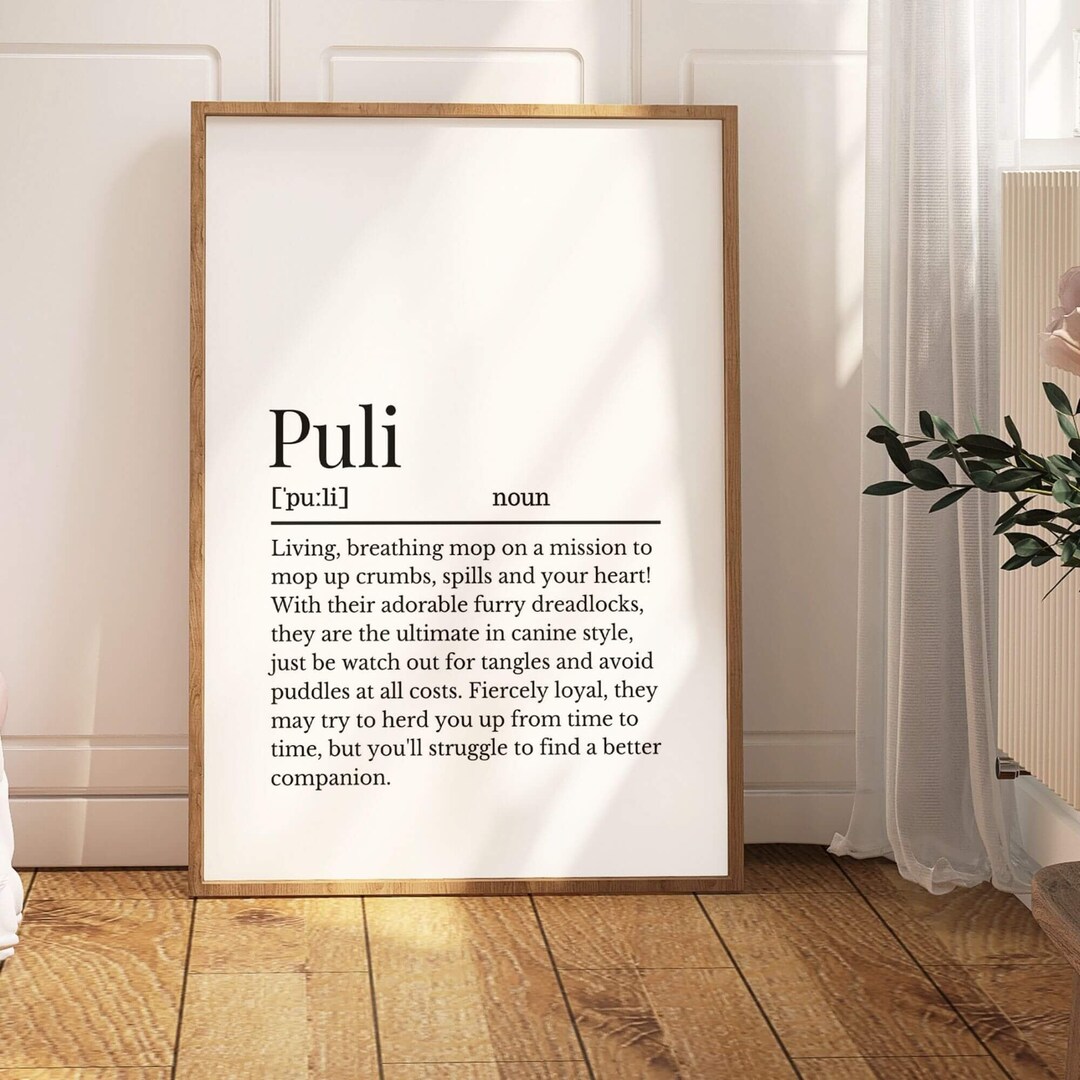 Puli Definition Print, Wall Print for Puli Owner, Puli Print, Dog Owner ...