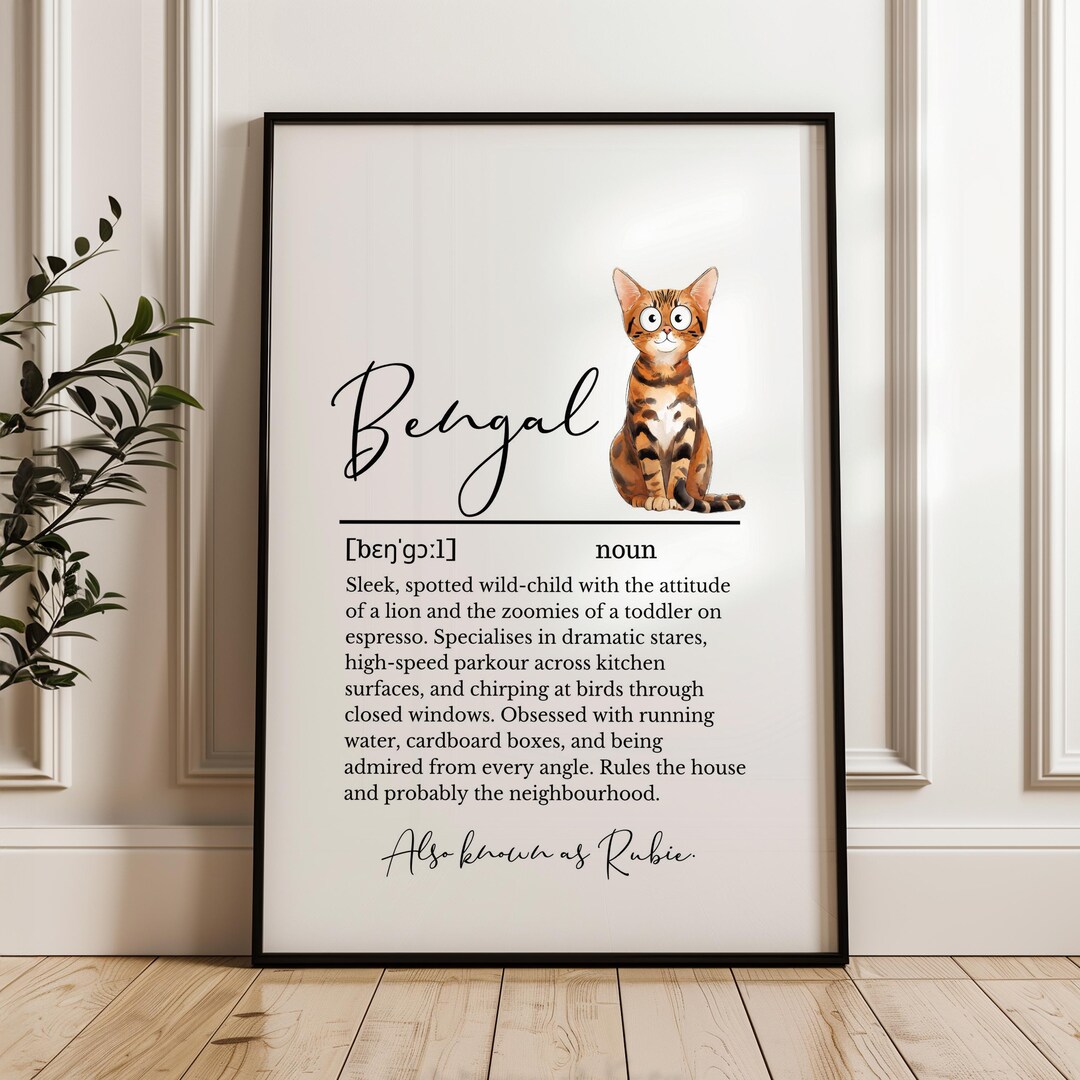 Personalised Bengal Cat Definition Print - Etsy