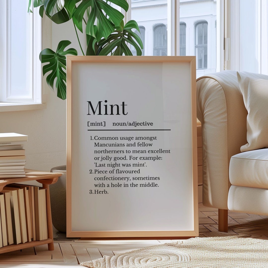Mint Definition Wall Print, Manchester Slang Definition Print, Salford ...
