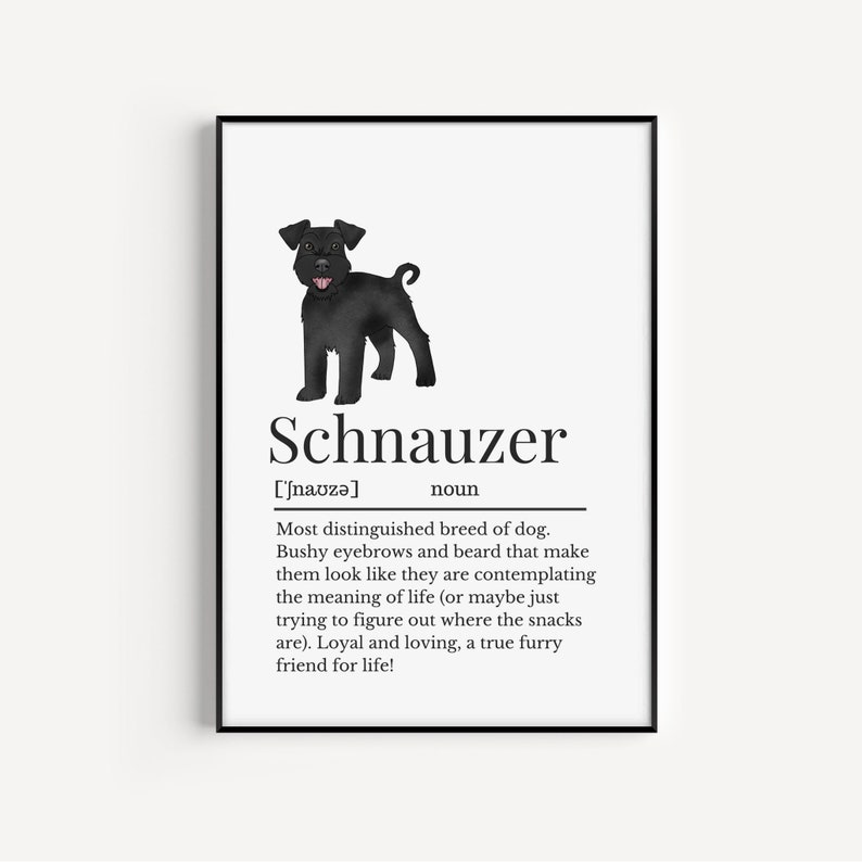 Schnauzer Definition Print, Wall Print for Schnauzer Owner, Dog Print ...