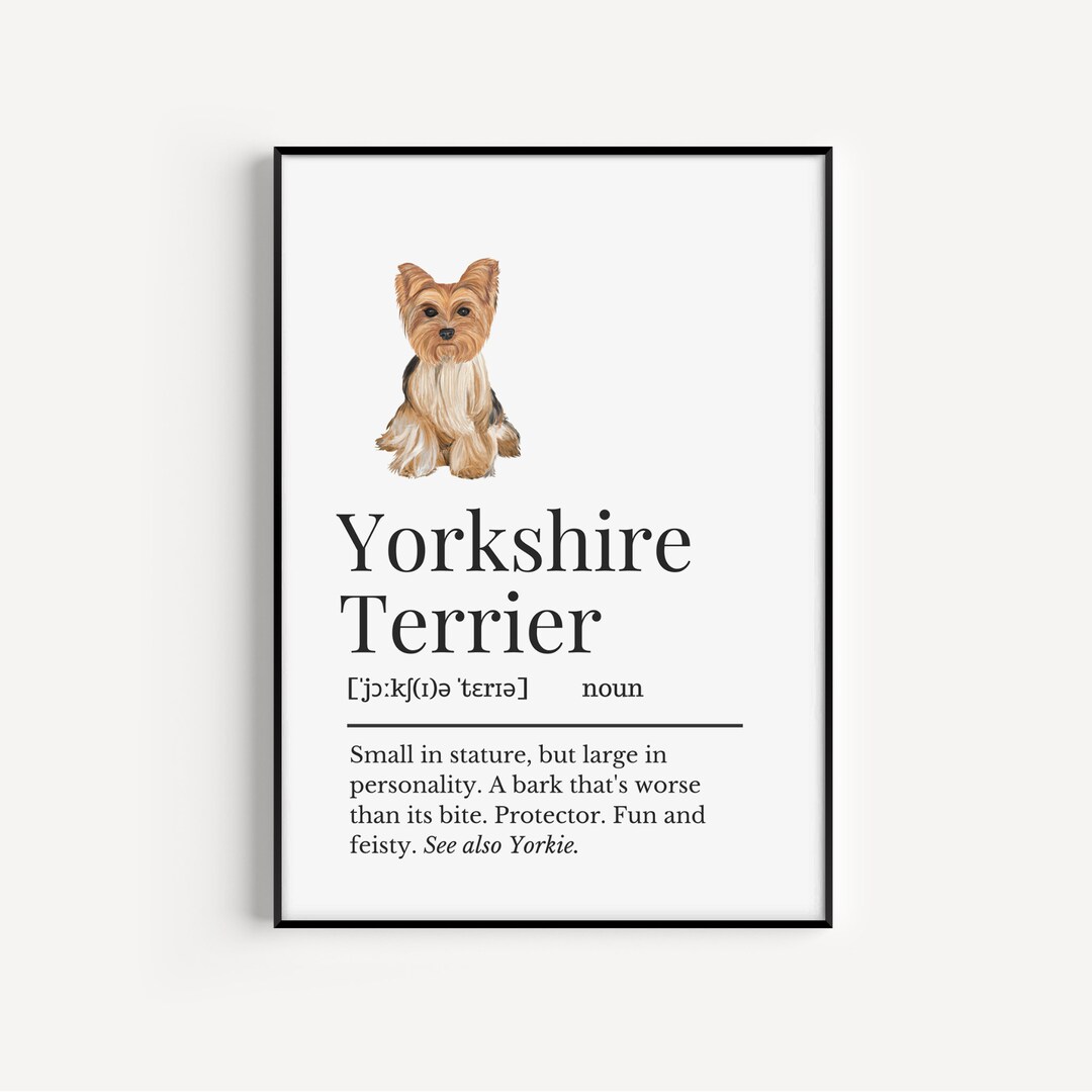 Yorkshire Terrier Definition Print, Wall Print for Yorkie Owner ...