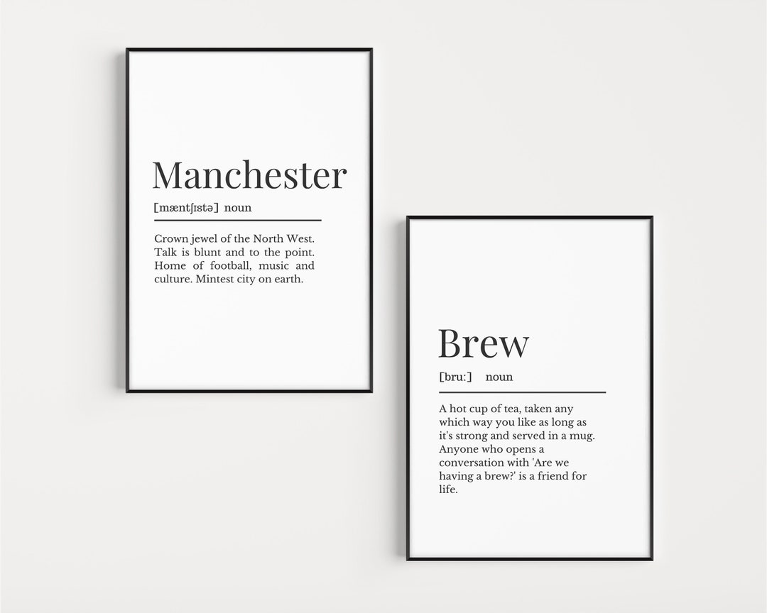 Manchester Definition Print Set, Set of 2 Manchester Prints, Manchester ...