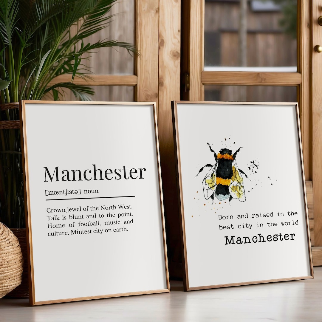 Manchester Definition Print and Born in Manchester Print Set ...