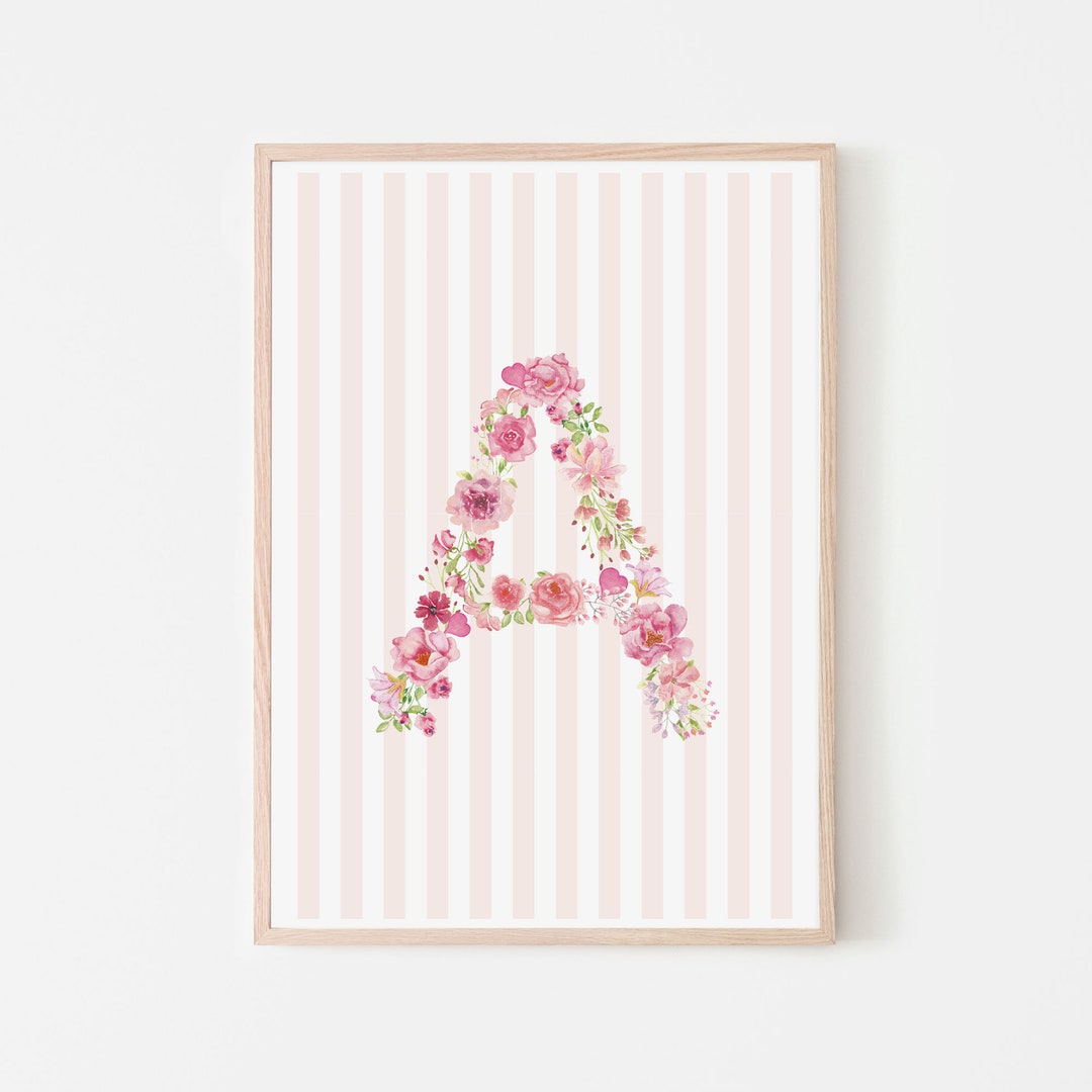 Personalised Pink Floral Alphabet Letter Print for Girl's Nursery - Etsy