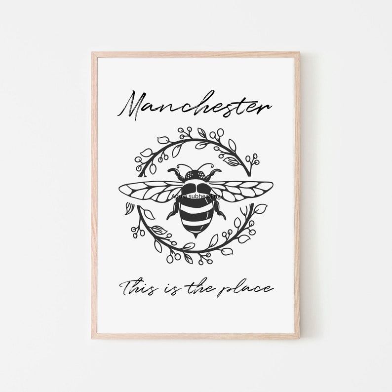 Manchester Bee Print Manchester A4 Wall Print Print for - Etsy