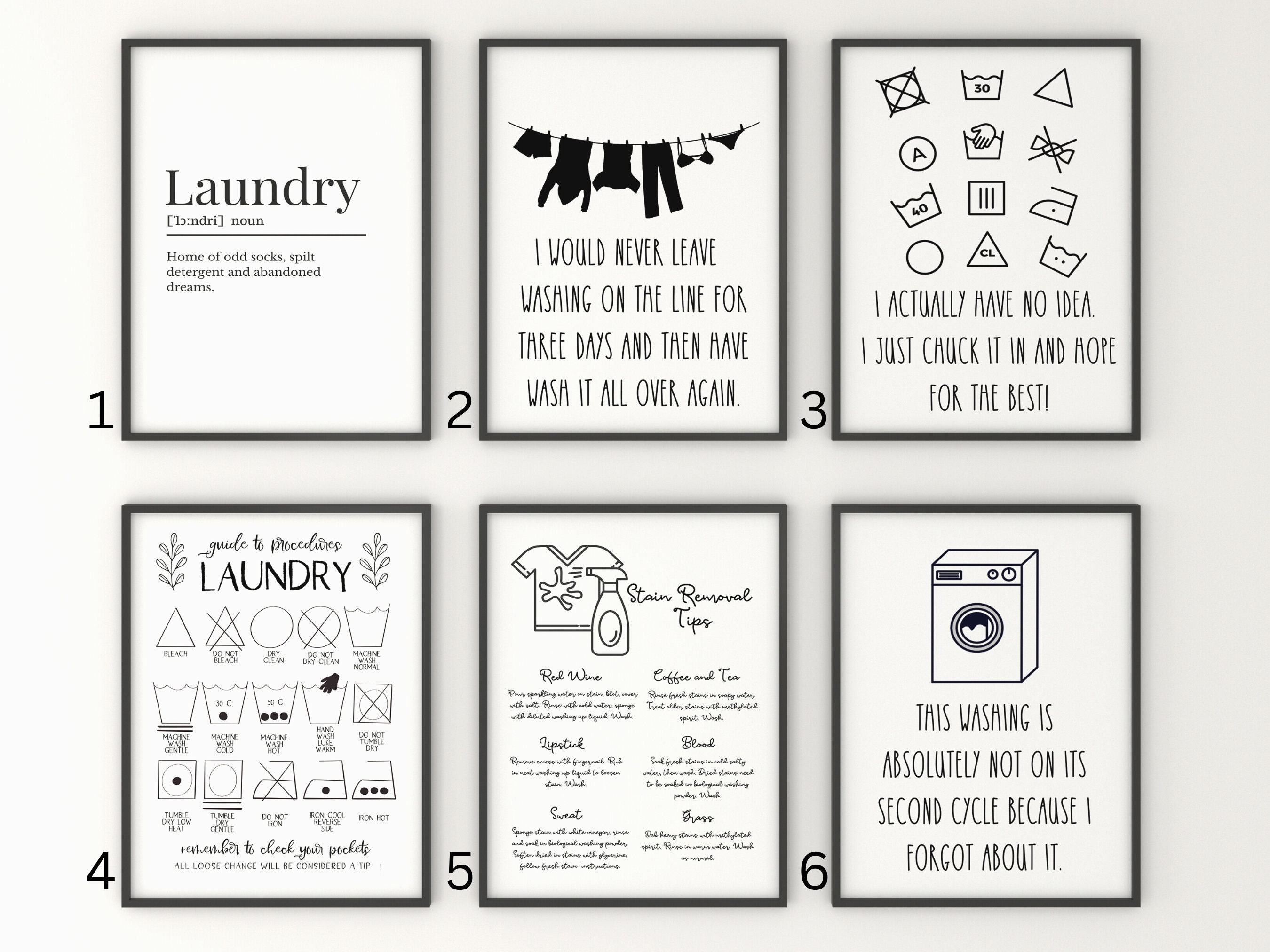 Laundry Prints, Utility Room Wall Prints, Laundry Room Art, Prints for ...