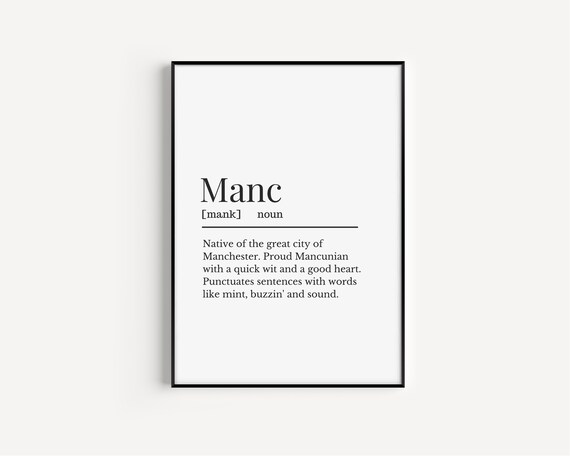 Manchester Definition Print Manc Definition Print Manchester - Etsy UK