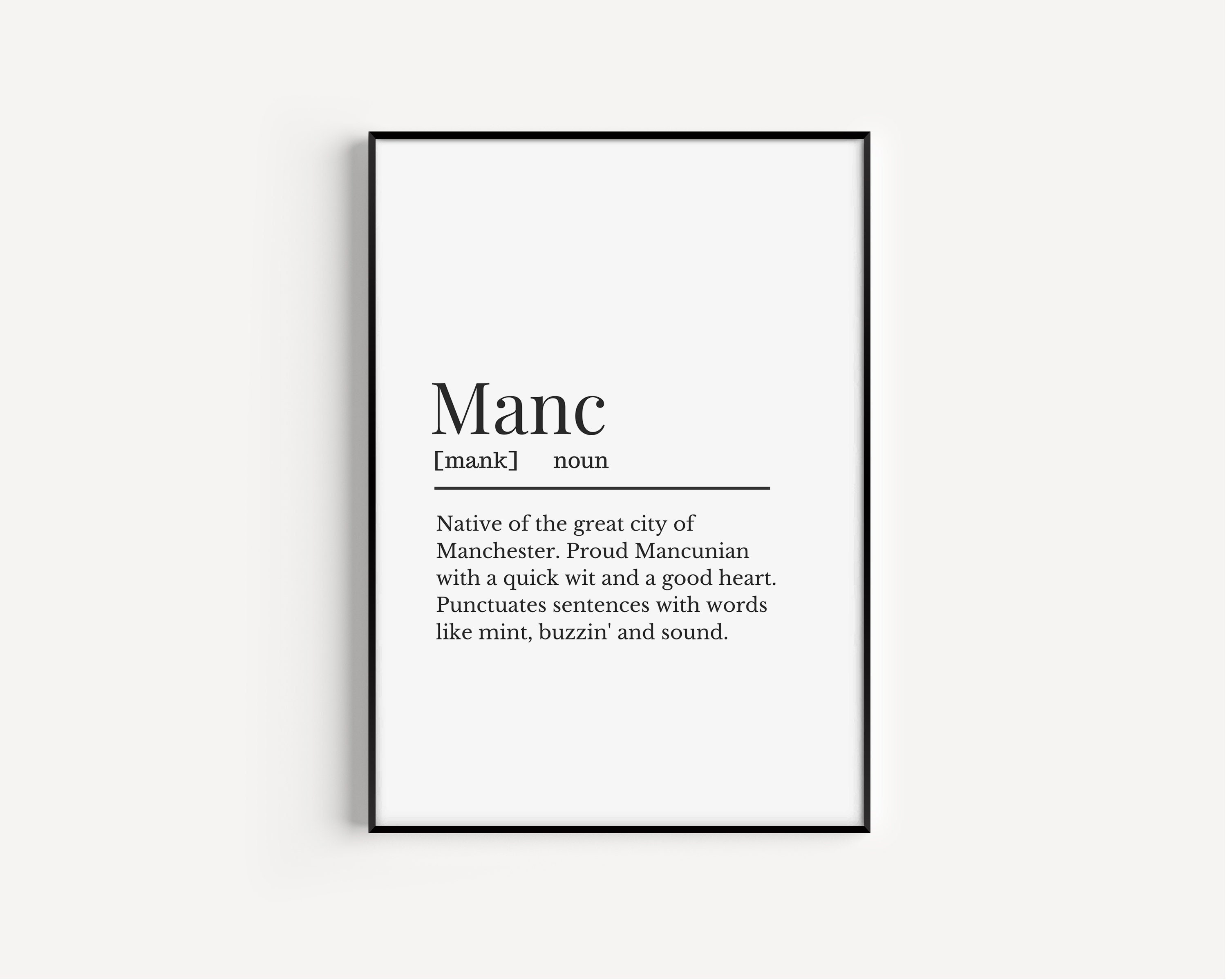 Manchester Definition Print Manc Definition Print Manchester - Etsy UK