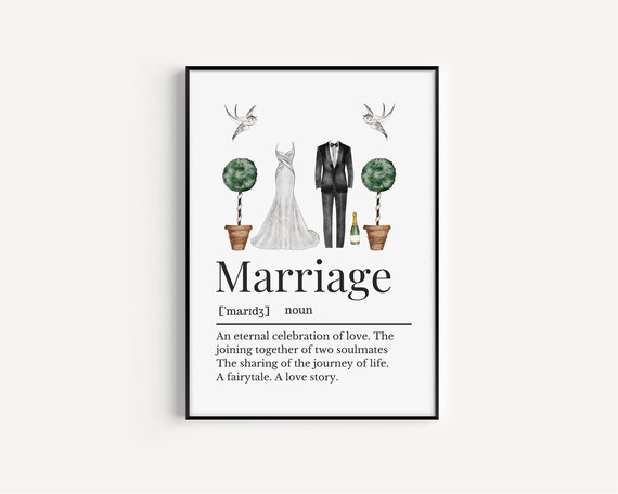 Marriage Definition Print Print Gift for Wedding Gift for - Etsy