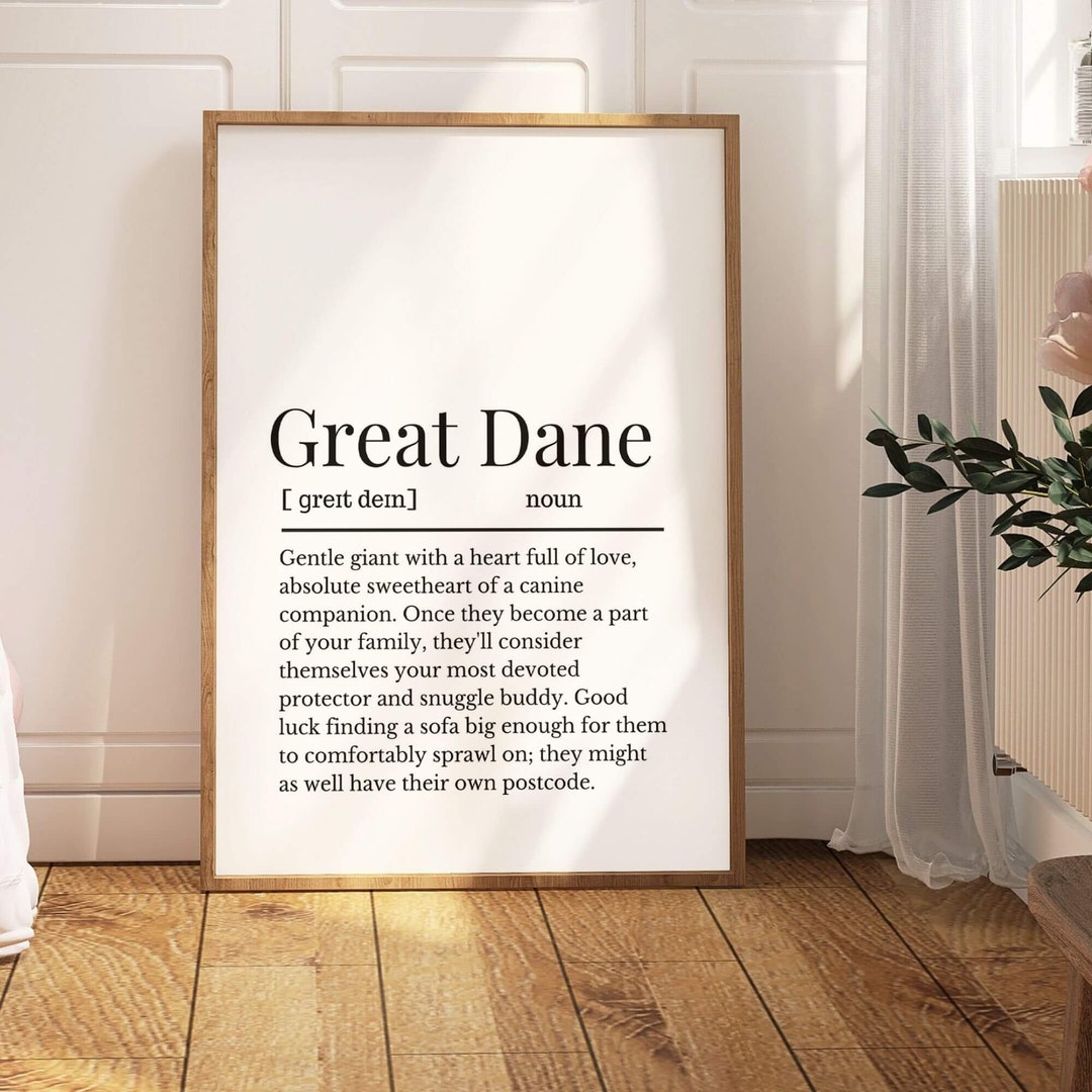 Great Dane Definition Print, Wall Print for Great Dane Owner, Great ...