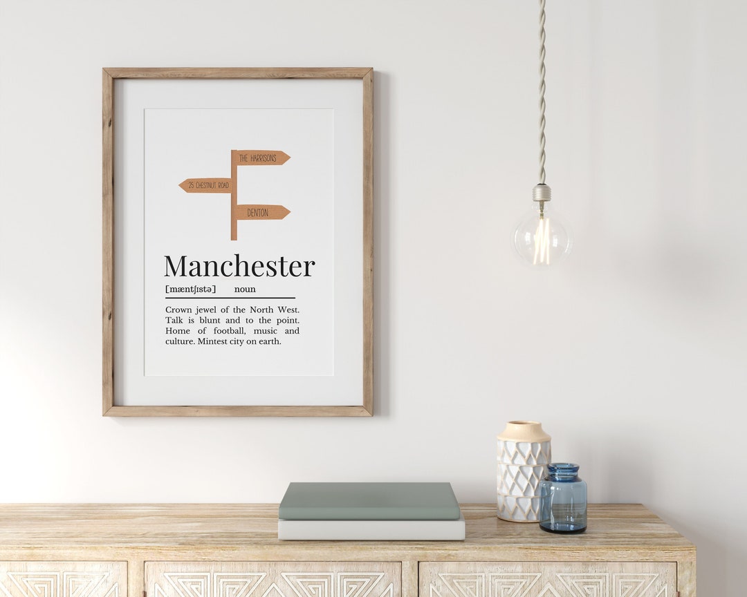 Personalised Manchester Definition Print, Definition Wall Print for ...