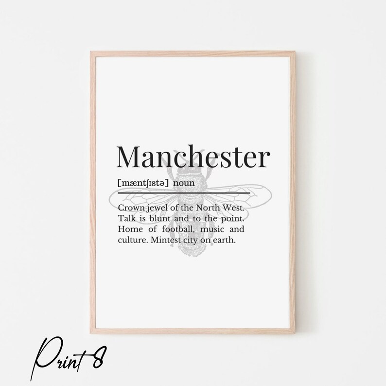 Manchester Wall Prints Manchester Definition Print Born in - Etsy UK