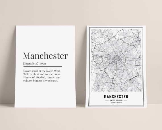 Manchester Wall Print Set With Manchester Definition Print and | Etsy UK
