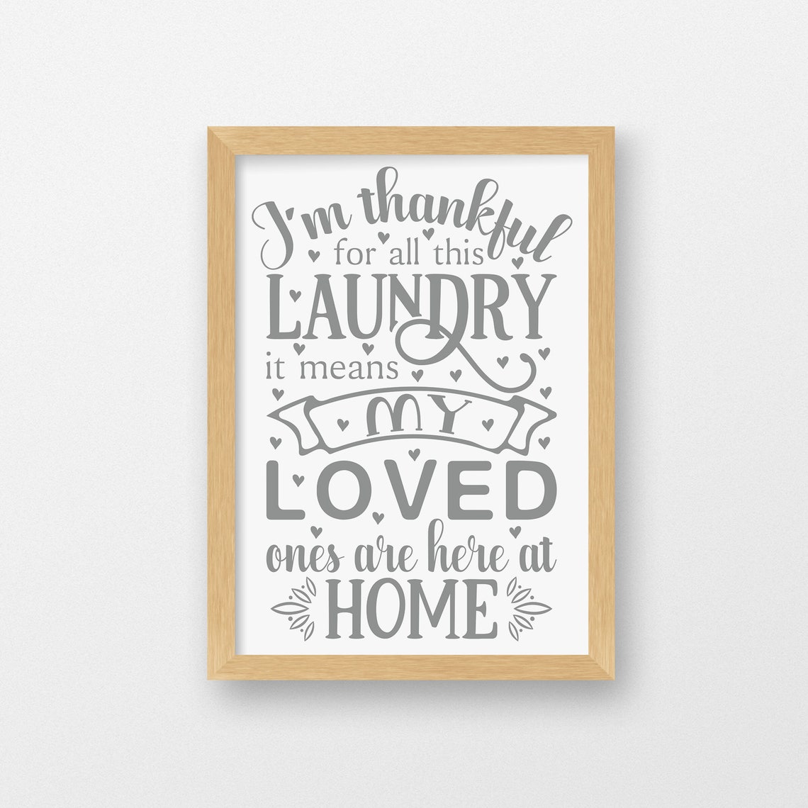 Thankful for Laundry Quote Wall Print Grey Laundry Print | Etsy