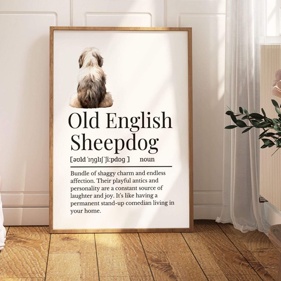Old English Sheepdog Definition Print, Wall Print for Old English ...