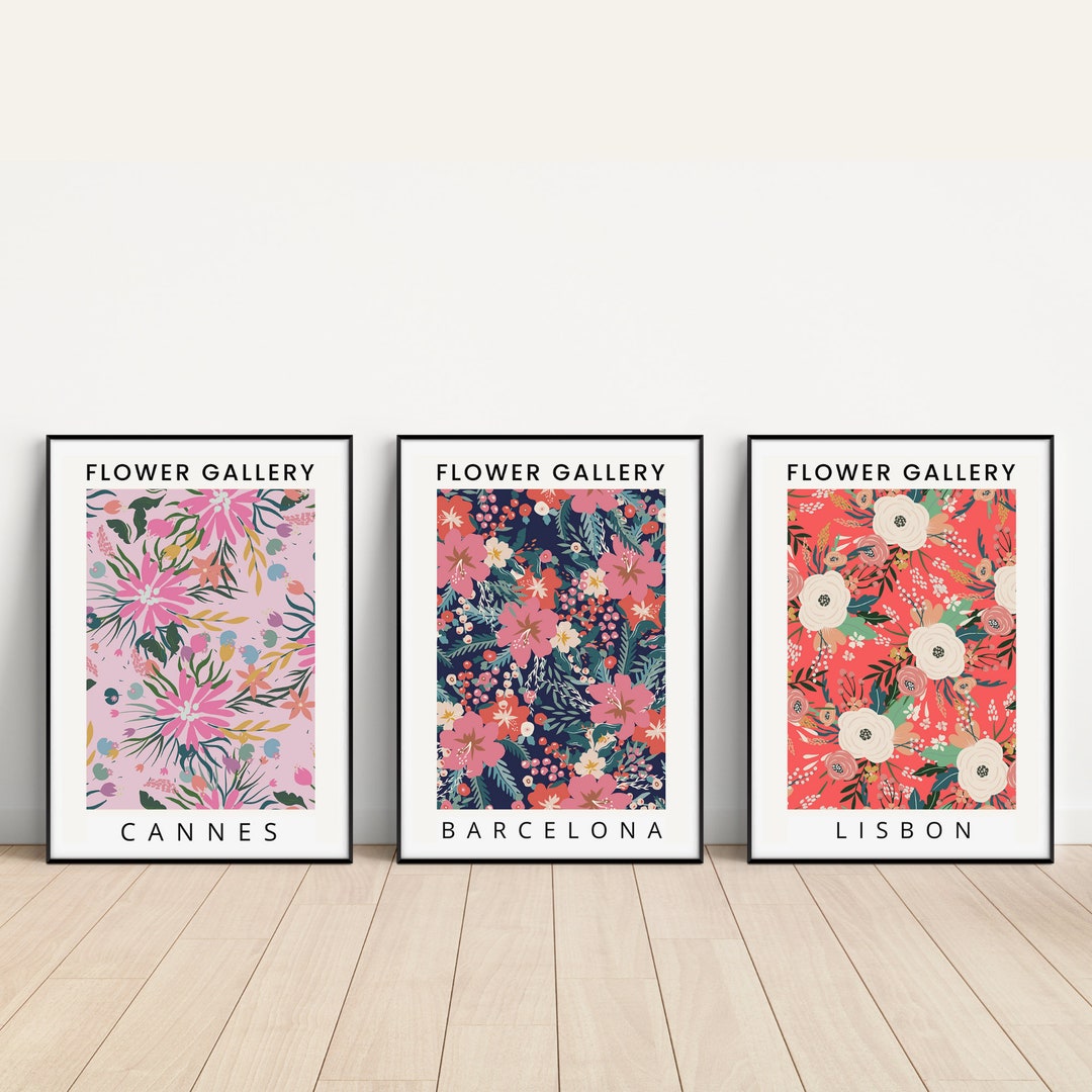Flower Gallery Print Set, Floral Prints, Flower Print, Gallery Wall ...