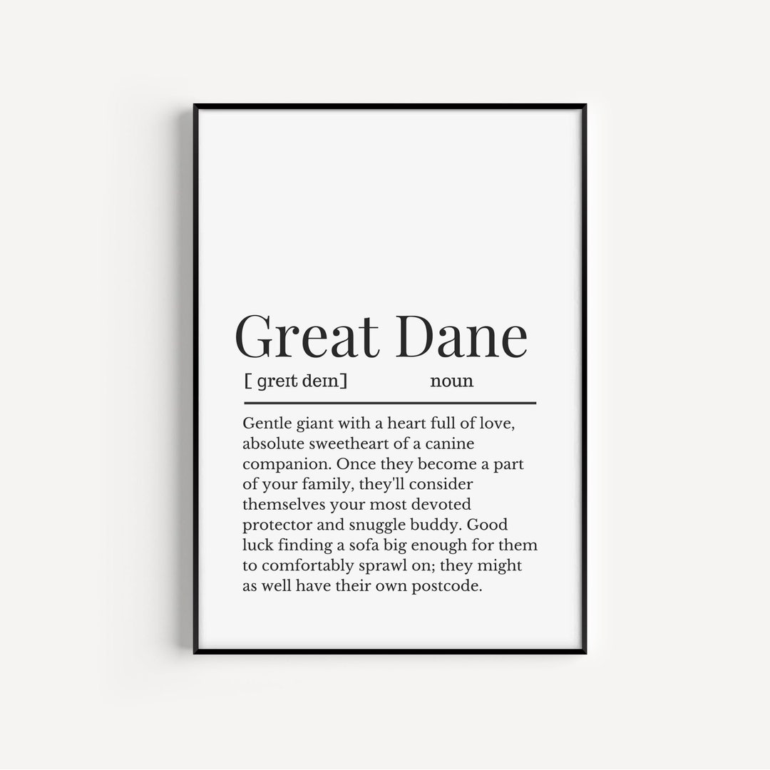 Great Dane Definition Print Wall Print for Great Dane Owner - Etsy