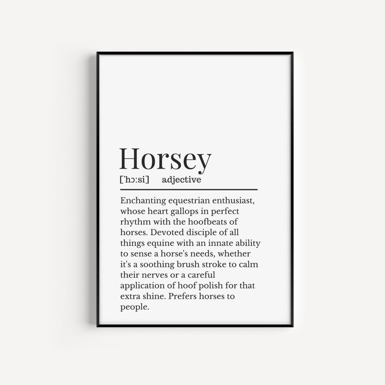 Horsey Definition Print, Definition Print for Horse Lovers, Equestrian ...