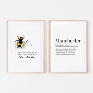 Manchester Definition Print and Born in Manchester Print Set ...