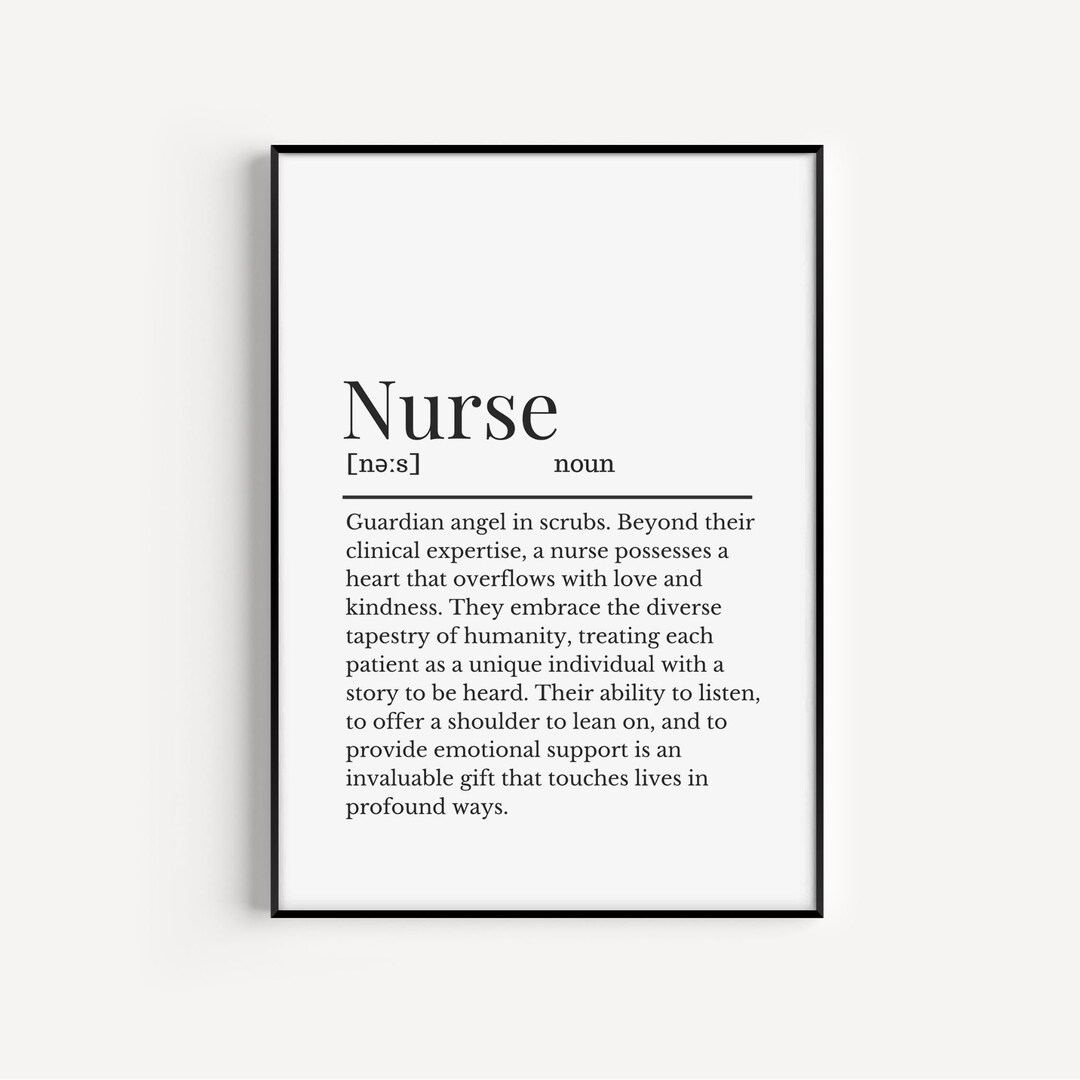 Nurse Definition Print, Gift for a Nurse, Nurse Wall Print, Nursing ...