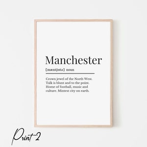 Manchester Wall Prints, Manchester Definition Print, Born in Manchester ...