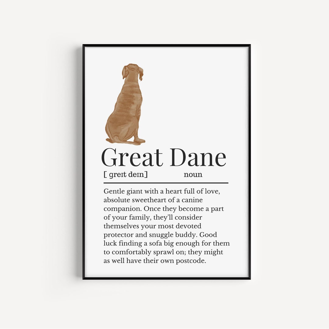 Great Dane Definition Print, Wall Print for Great Dane Owner, Great ...