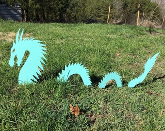 Dragon Garden Stakes 4 Piece Set Yard Art Garden Art Powder Coated ...