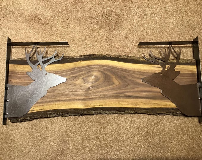 Deer Head Shelf Revealed Edge Shelf With Metal Deer Brackets Walnut ...