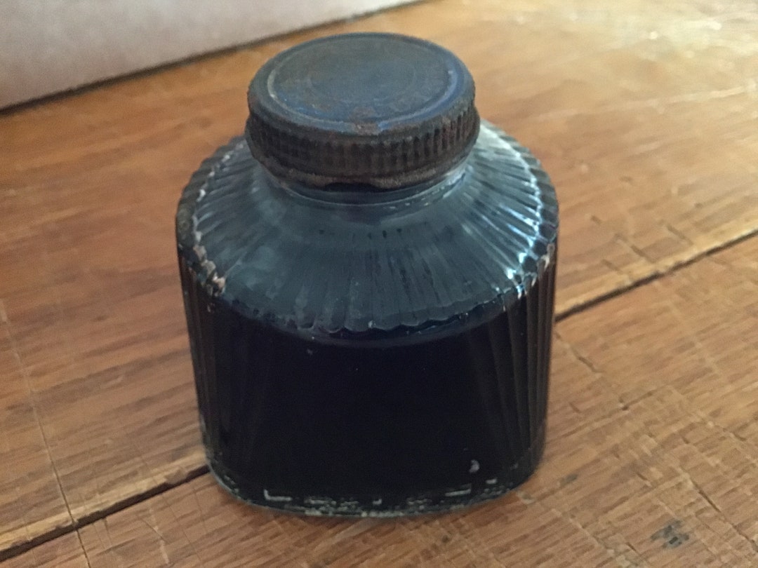 Vintage Fountain Pen Ink Blue Ink Antique Glass Bottle Antique Pens ...