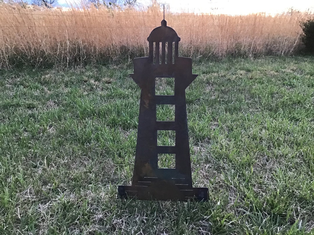 Lighthouse Garden Stakes Seaside Metal Art Lighthouse Metal Art Yard ...