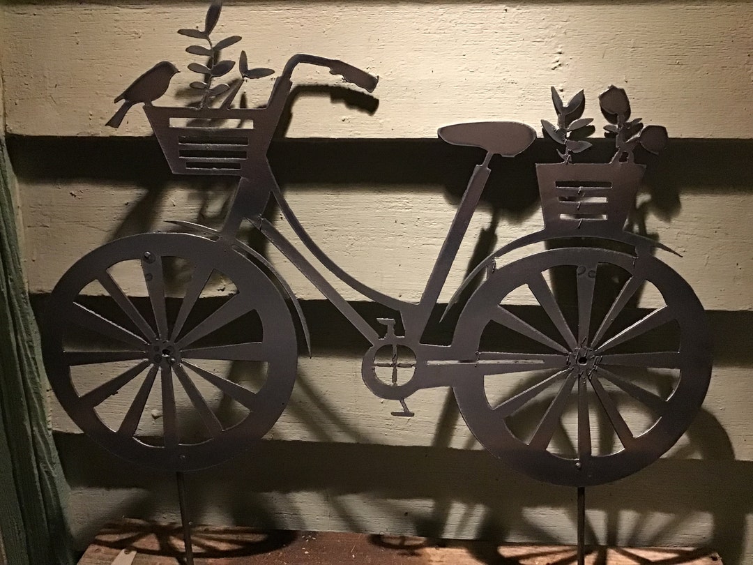 Bicycle Garden Stake Metal Art Bicycle Yard Art Garden Decor - Etsy