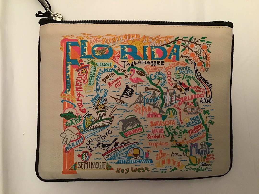 Florida Design Pouch Catstudio Florida Map Small Pouch Cosmetic Bag - Etsy