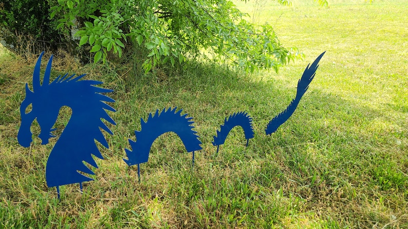 Dragon Garden Stakes 4 Piece Set Yard Art Garden Art Powder Coated ...