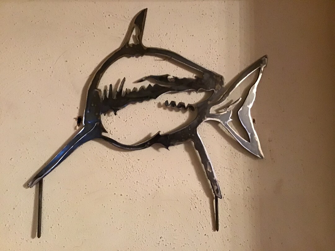 Shark Metal Art Shark Garden Stake Yard Art Metal Shark Garden - Etsy