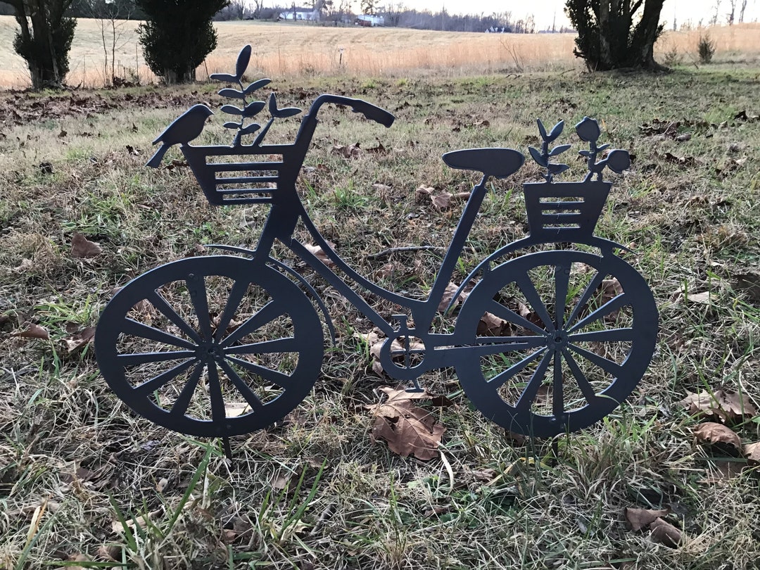 Bicycle Garden Stake Metal Art Bicycle Yard Art Garden Decor Home Decor Bike Metal Art - Etsy