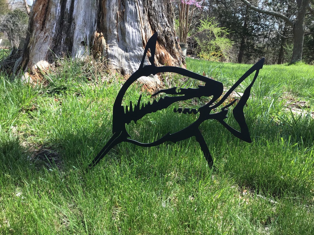Shark Metal Art Shark Garden Stake Yard Art Metal Shark Garden Art - Etsy