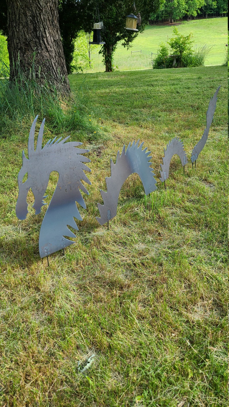Giant Dragon Sea Monster Metal Garden Stakes Yard Decor | Etsy