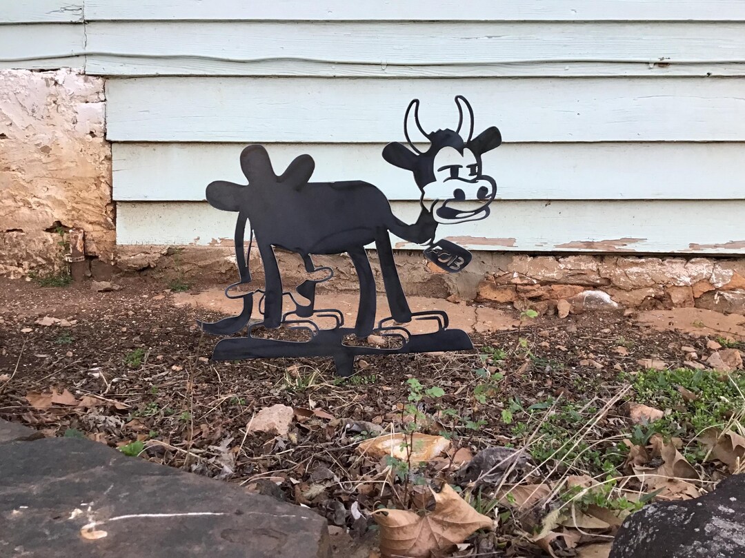 Steamboat Willie Cow Metal Art Garden Stakes Yard Decoration Disney Cow ...