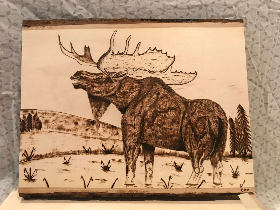 Moose wood burning | Etsy