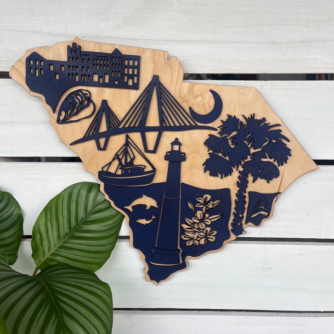 Wooden South Carolina Wall Art, Wall Decor, Coastal Living - Etsy