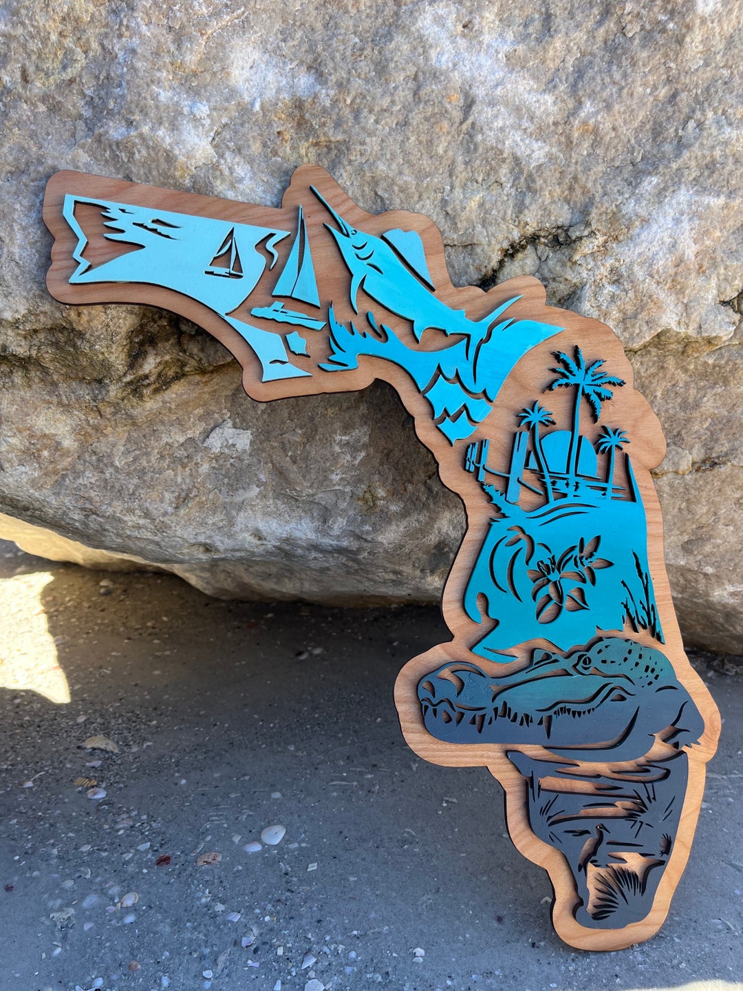 Wooden Florida Wall Art, Wall Decor, Coastal Living - Etsy