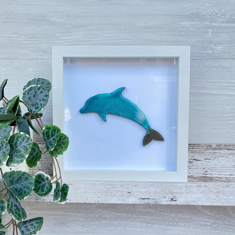 Dolphin Shadow Box, Framed Art, Coastal Decor, Resin Art, Dolphin Art ...