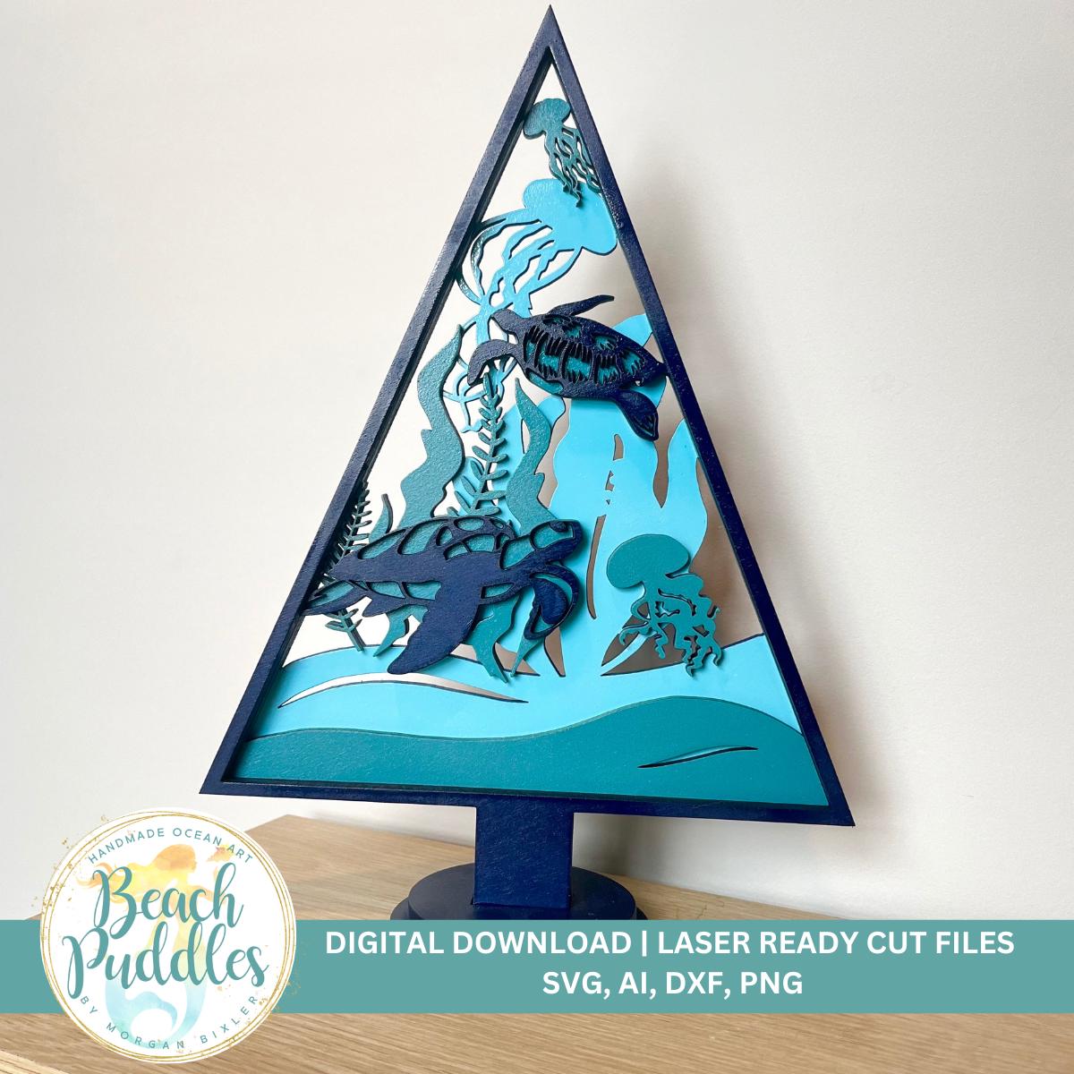 Turtle Layered Tree SVG, Laser Cut File, Turtle SVG, Turtle Laser Cut ...