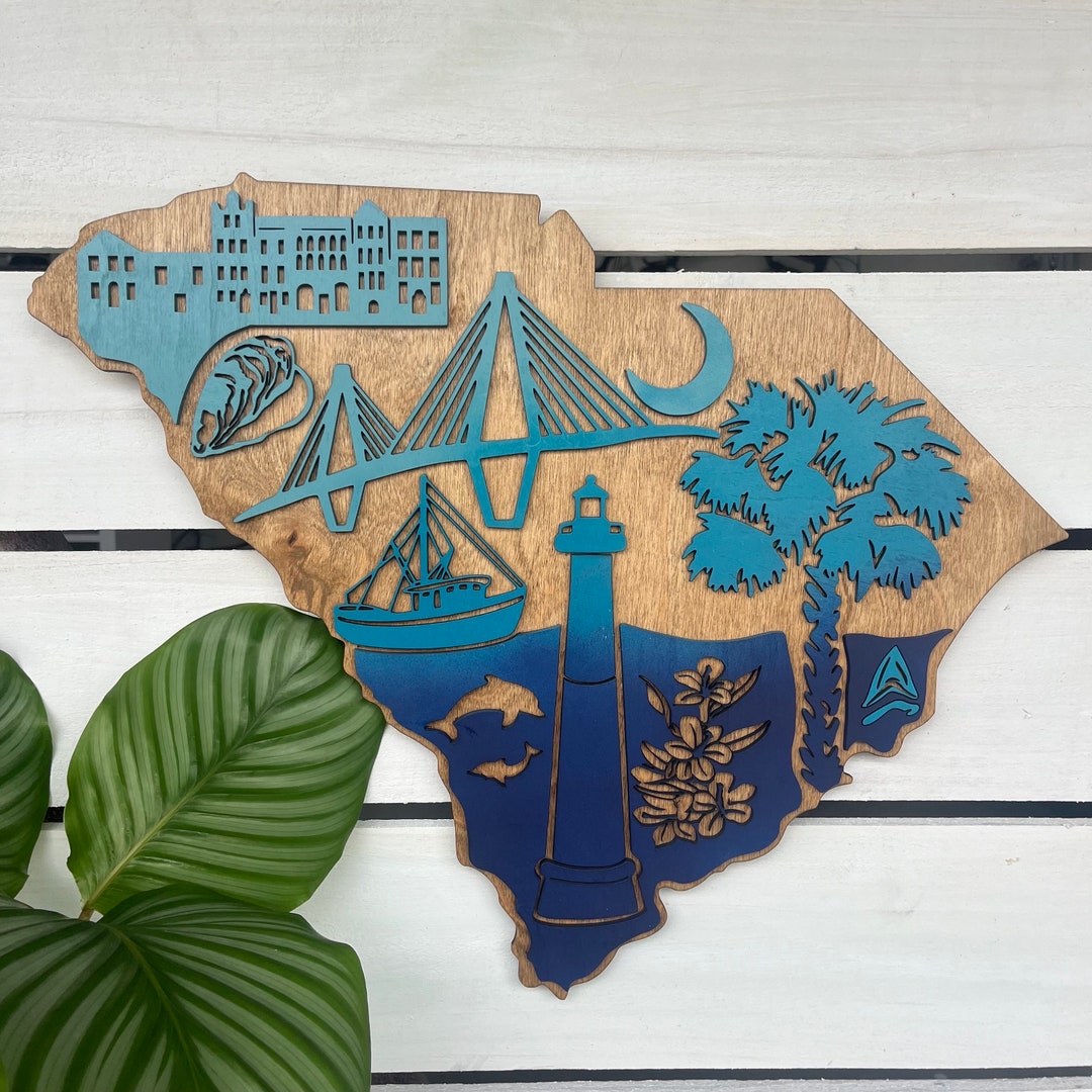 Wooden South Carolina Wall Art, Wall Decor, Coastal Living - Etsy