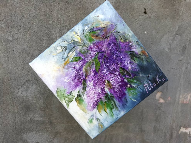 Lilac painting original. Purple wall art canvas. Flowers art | Etsy