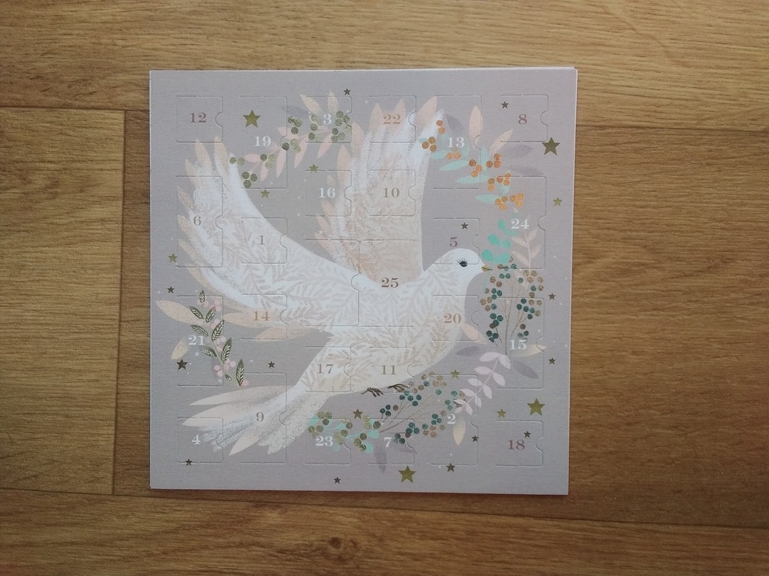 Handmade Advent Calendar Card Featuring a Dove - Etsy