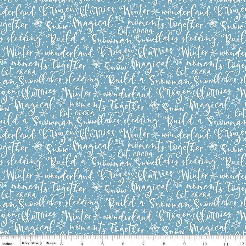 Winter Magic - Winter Words Blue - by Dani Mogstad for Riley Blake ...